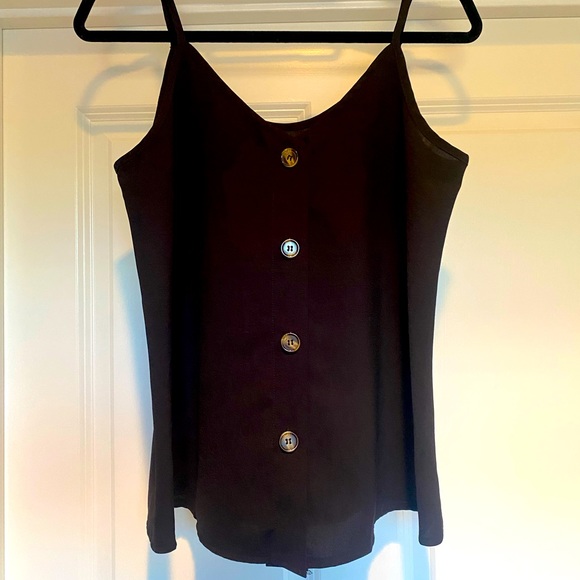 Tops | Small Like New Black Tank With Buttons | Poshmark